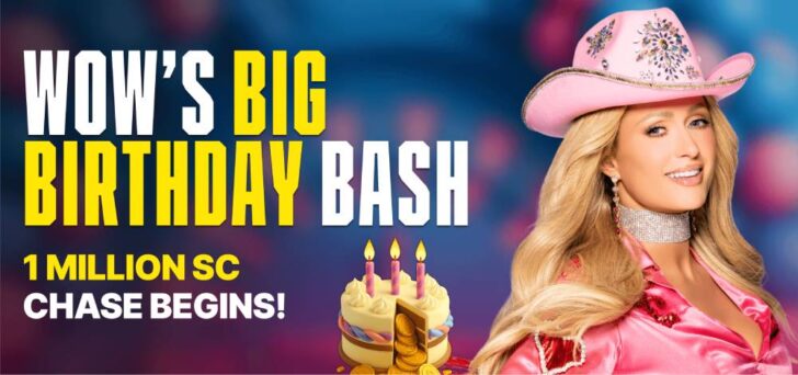 WOW Vegas Big Birthday Bash is Live: 1 Million SC Prize Fund!